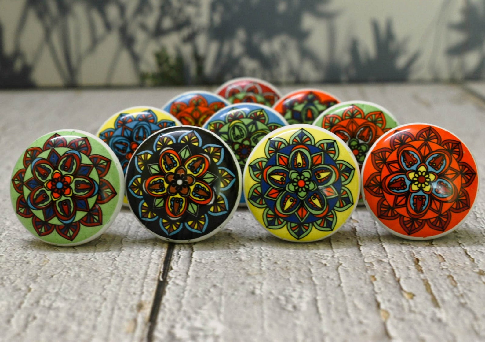 ARTISNO Multicolor Ceramic Floral Knobs Kitchen Cabinet Drawer Knobs ...