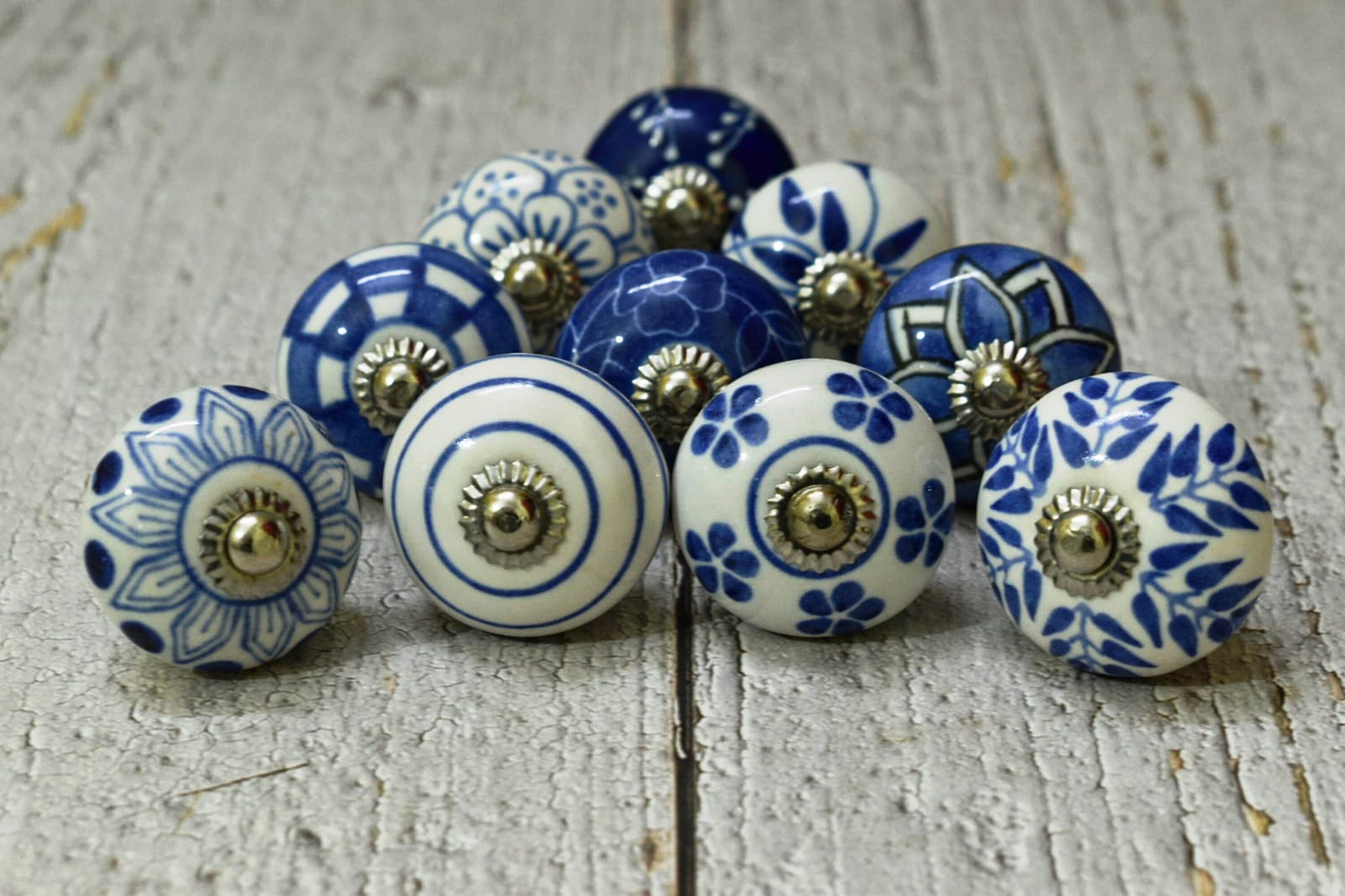 ARTISNO Blue Floral Ceramic Cabinet Drawer Pull /knobs Hand - Etsy
