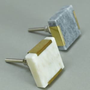 Modern Stone and Brass Knob, Marble and Gold Knob, Quartz Knob, Modern Cabinet Knob, Stone ...