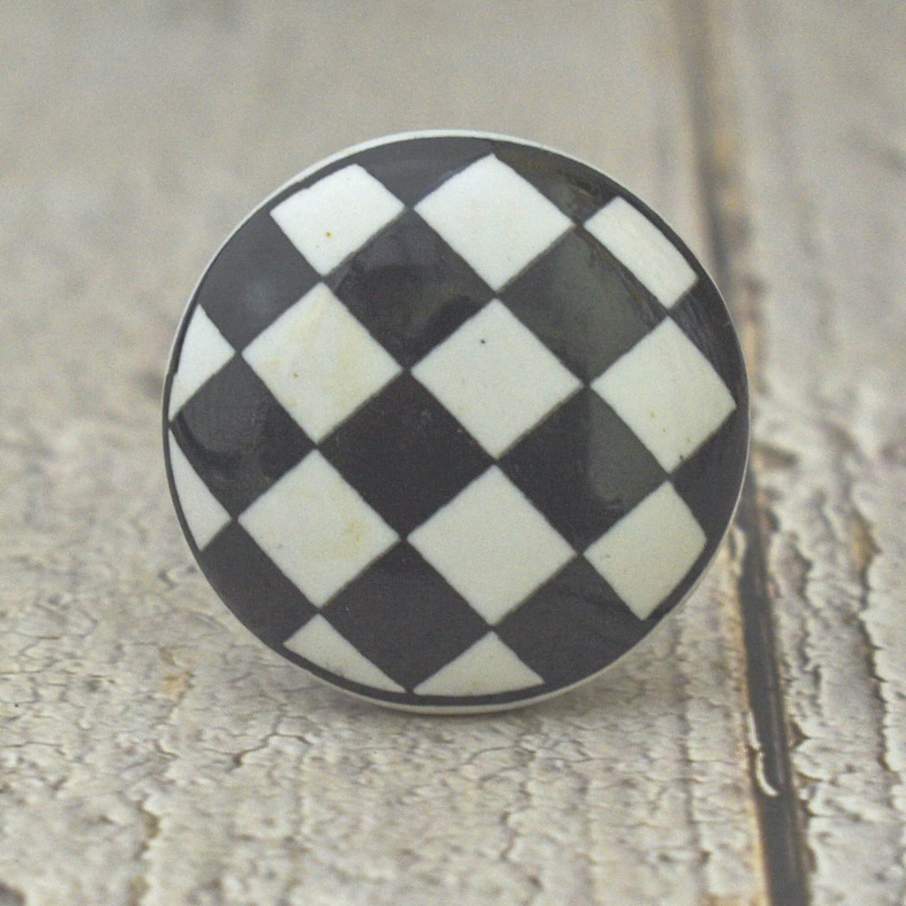 ARTISNO Black & White Ceramic Knobs Kitchen Cabinet Drawer Knobs Hardware Knobs Handmade Knobs ...