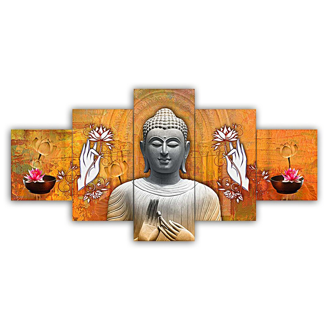 Handmade Lord Buddha Blessing Pose Wall Painting,multi Panel,3d ...