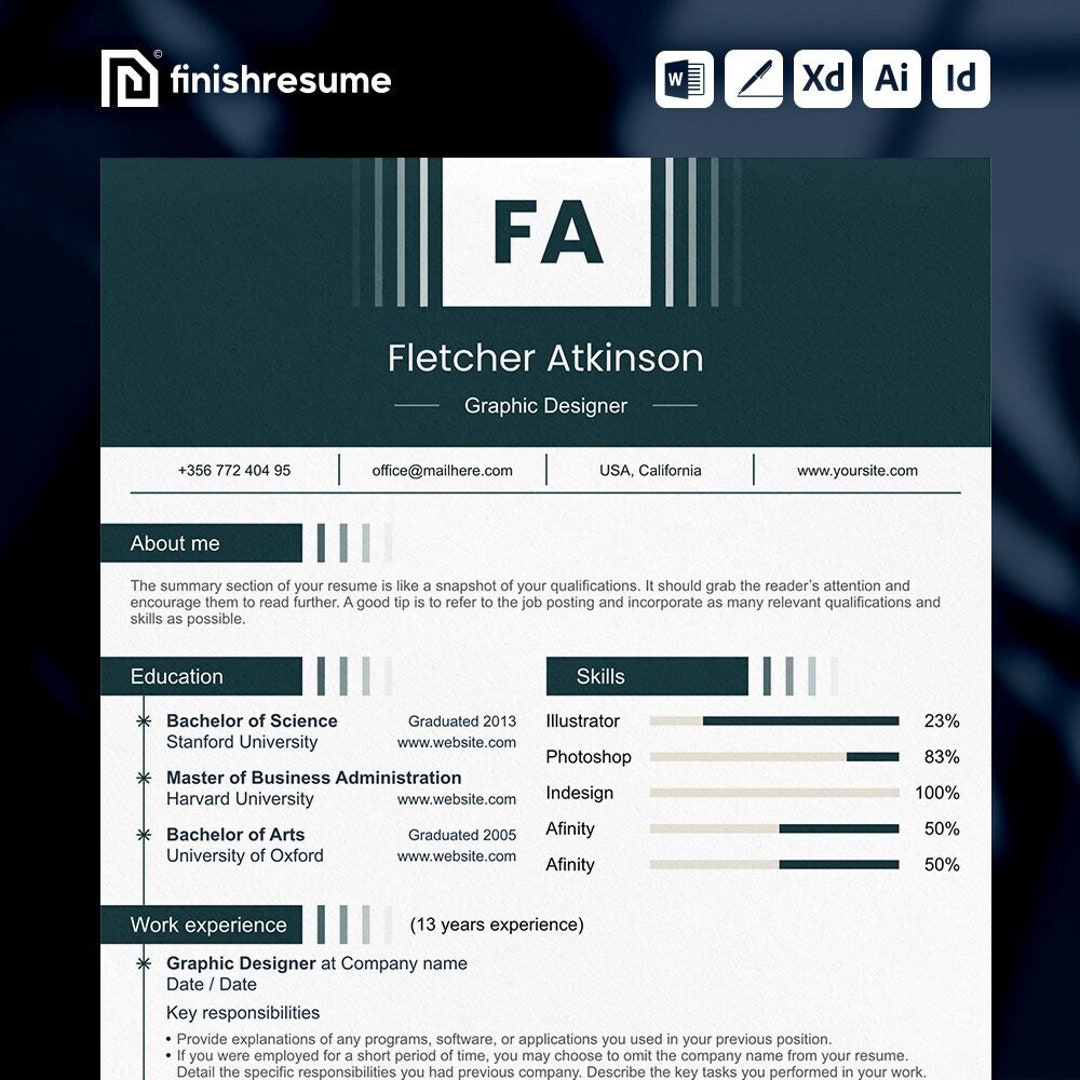 Graphic Designer Resume Template for Microsoft Word Apple - Etsy