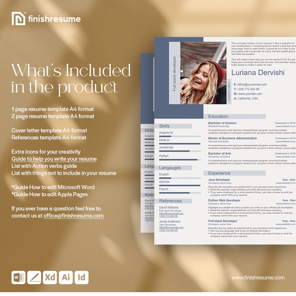 Minimalist Resume Template | Professional Modern Resume for Word and ...