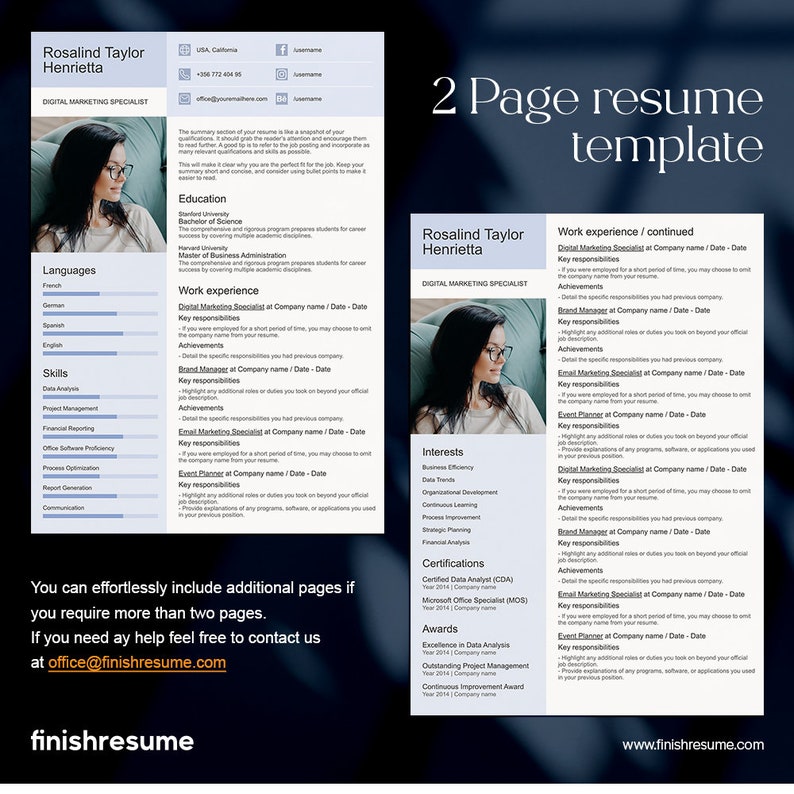 Simple Resume Format for Word, Pages, Indesign | Traditional Resume ...