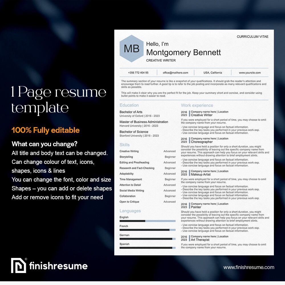 Elegant Resume Template for Microsoft Word & Apple Pages | Resume ...