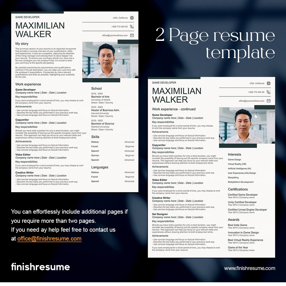 Minimalist Resume Template Professional Modern Resume for Word and ...