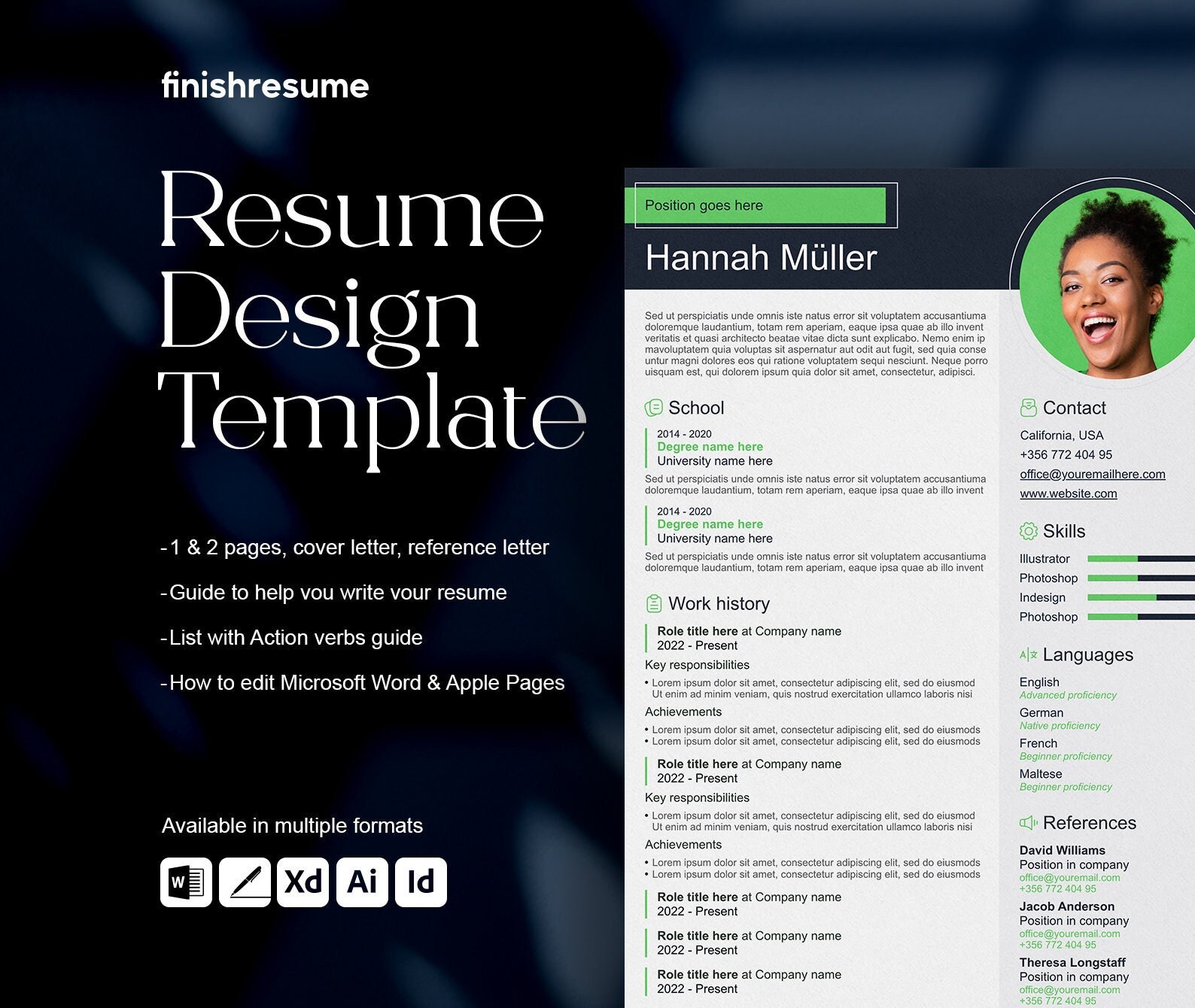 Minimalist ATS Resume Template for Microsoft Word and Pages, ATS ...