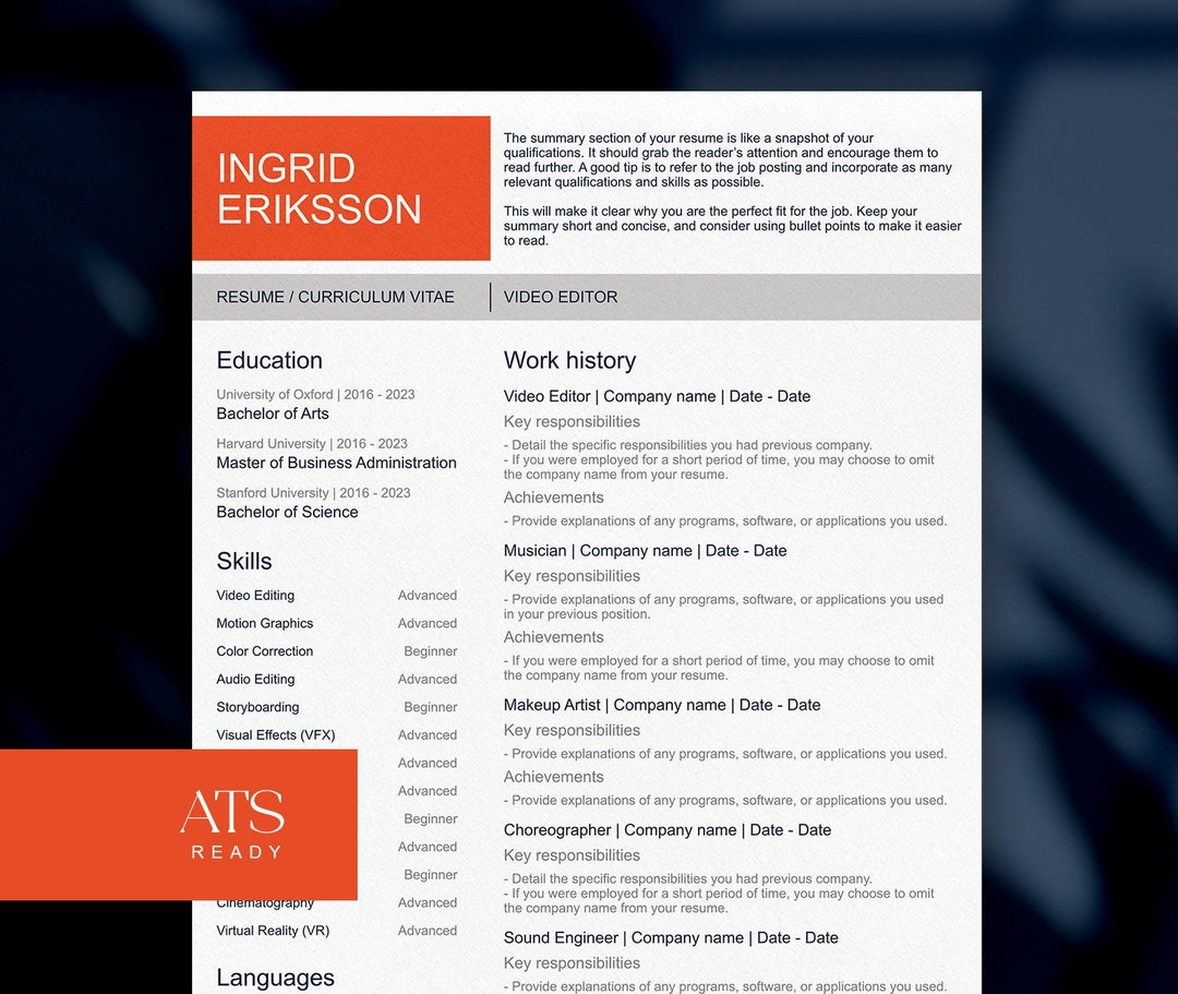 Best Professional Resume Template for Microsoft Word & Apple Pages ...