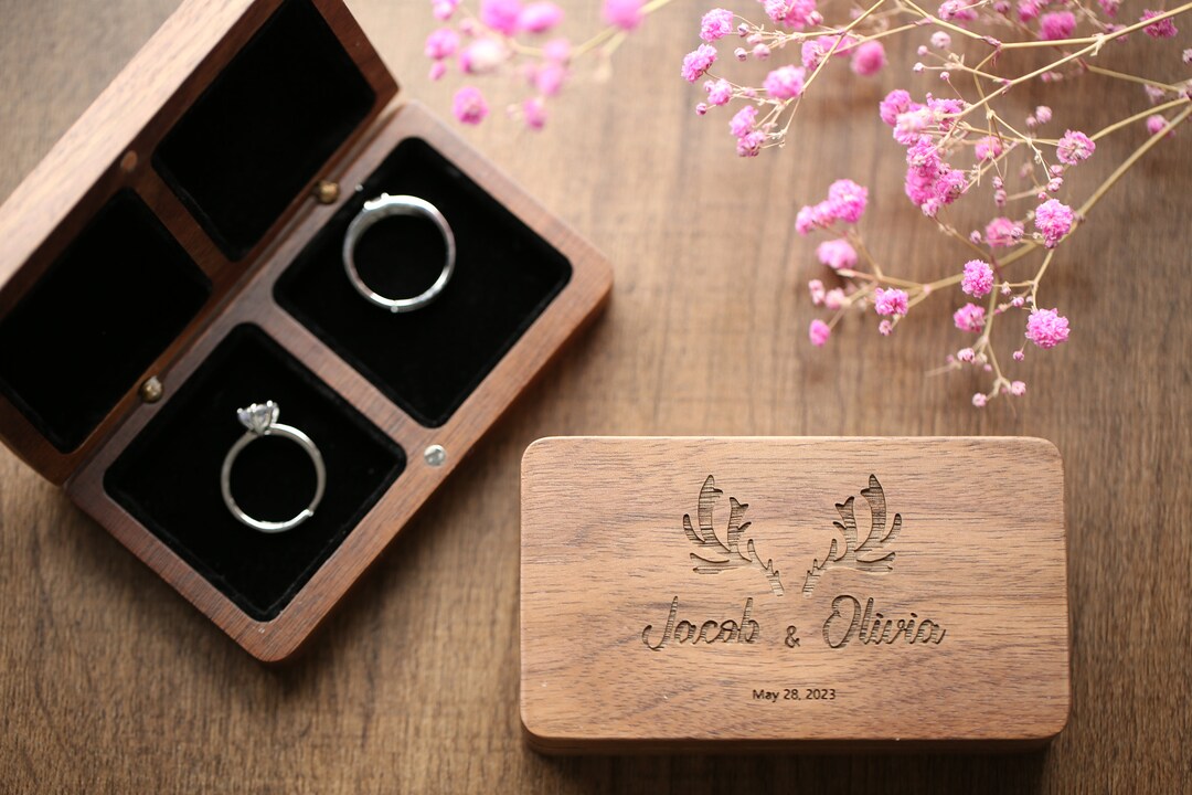 Custom Wooden Ring Box, Personalized Engagement Ring Box, Engraved Wood ...