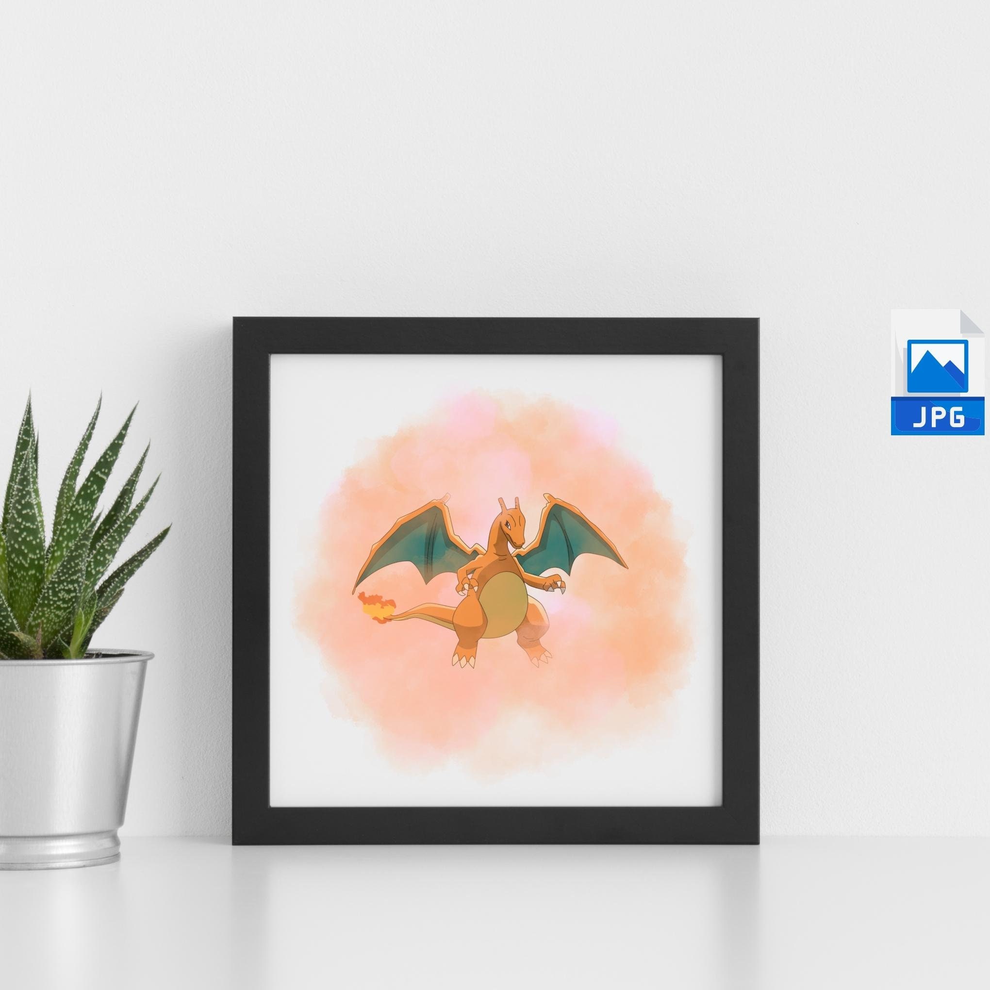 Charizard Pokemon Print, Watercolour, Children Bedroom Decor, Home ...