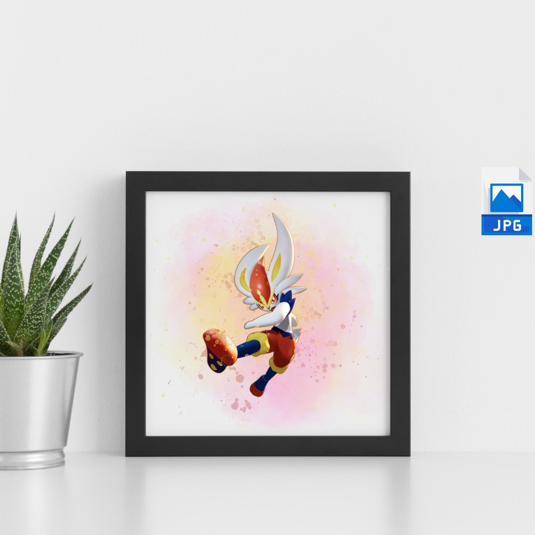 Cinderace Pokemon Print Watercolour Children Bedroom Decor - Etsy
