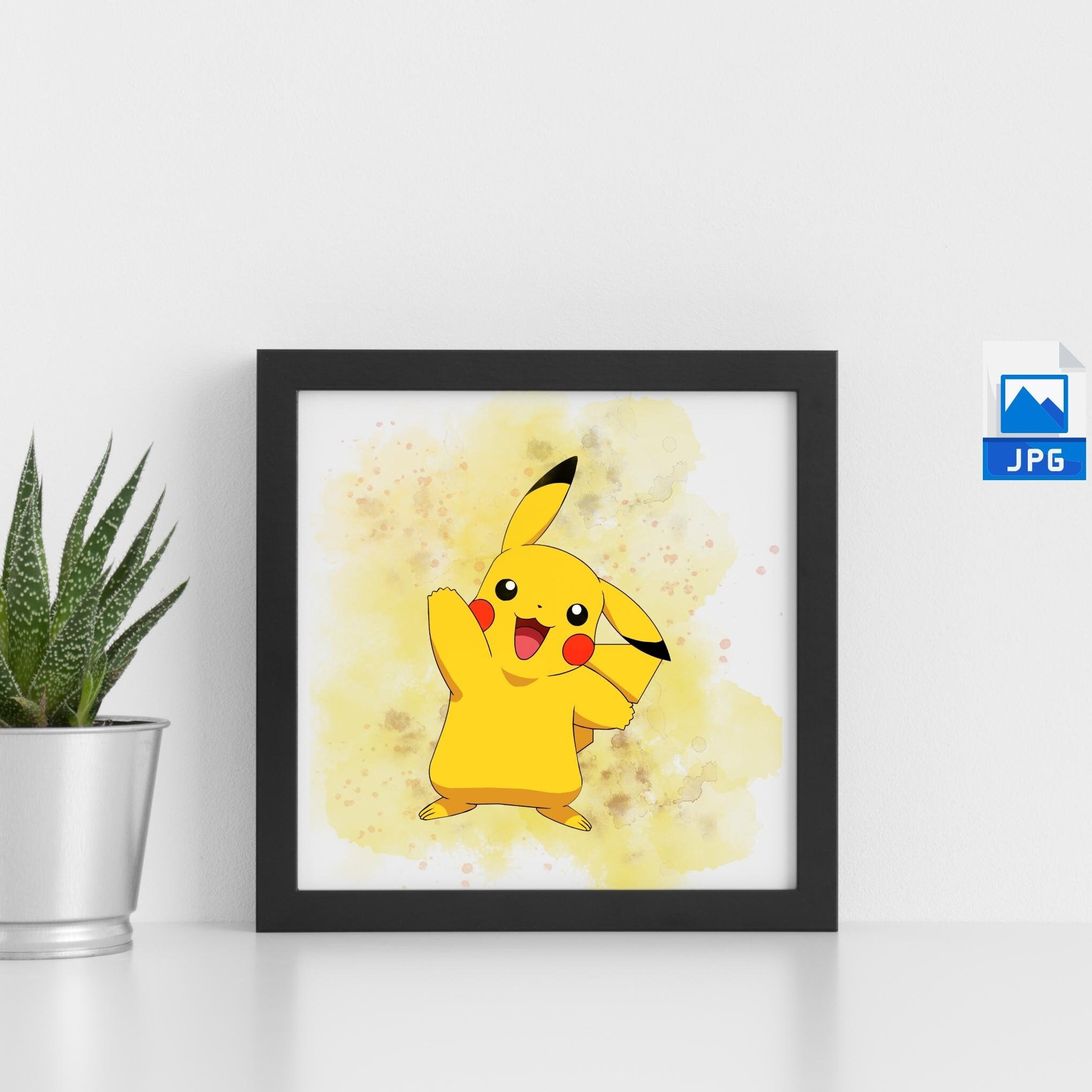 Pikachu Pokemon Print, Watercolour, Children Bedroom Decor, Home Décor ...
