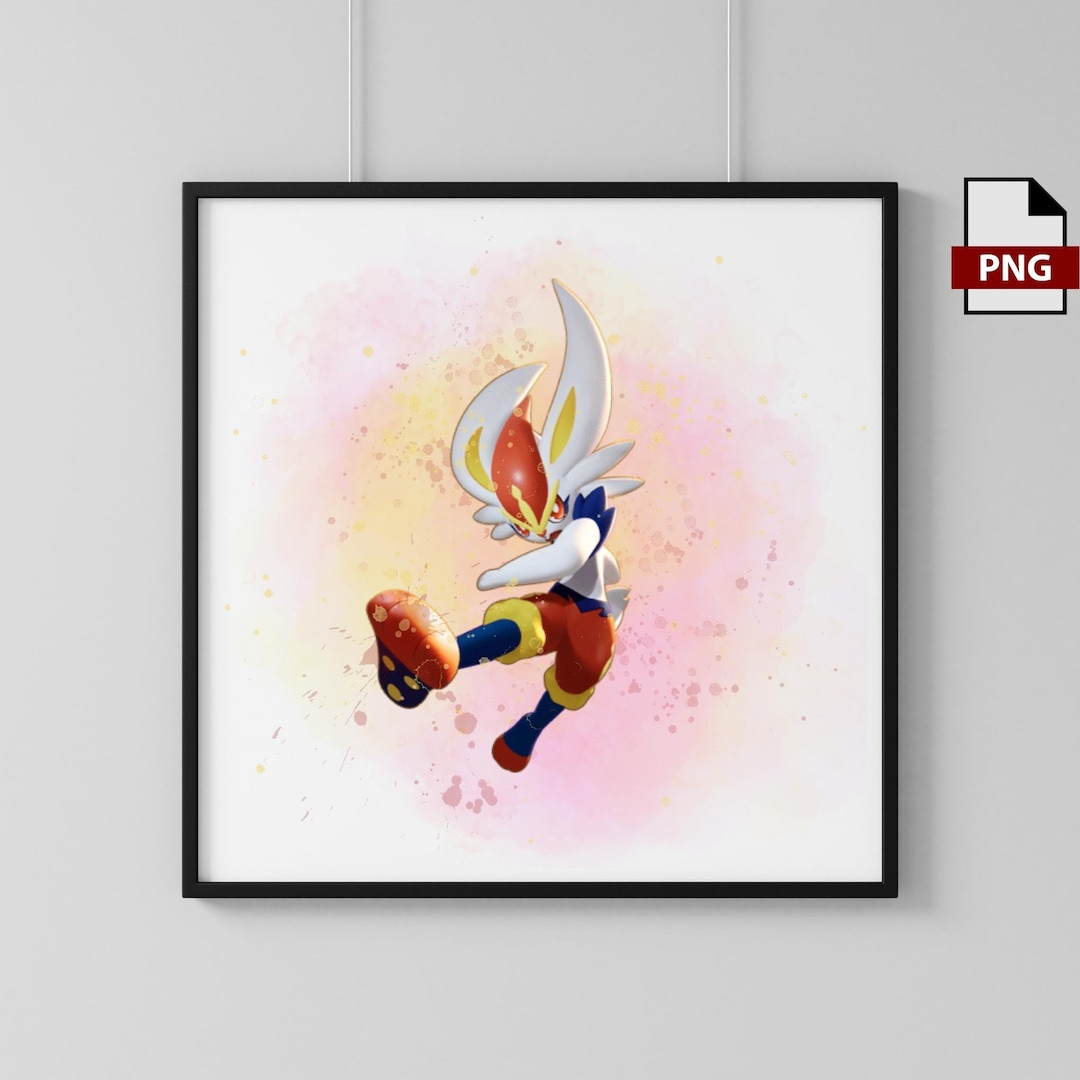 Cinderace Pokemon Print, Watercolour, Children Bedroom Decor, Home ...
