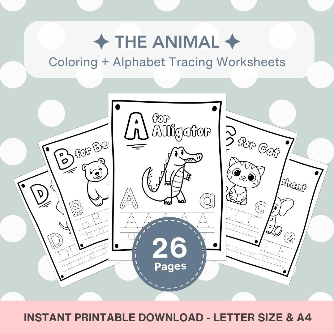 26 Printable Alphabet Pages, ABC Coloring Fun, Tracing Worksheets for ...