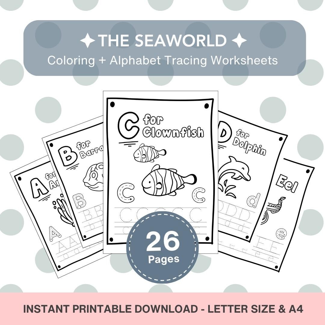 26 Printable Alphabet Pages, ABC Coloring Fun, Tracing Worksheets for ...