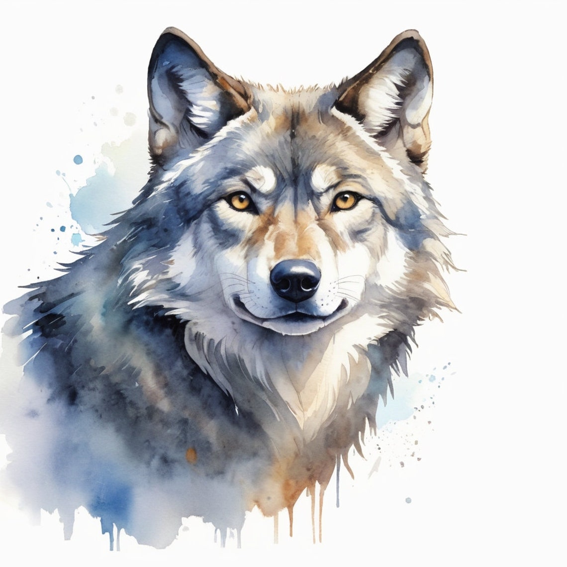 Wolf Clip Art, Printable Watercolor Clipart, Watercolor Wolf Clipart ...