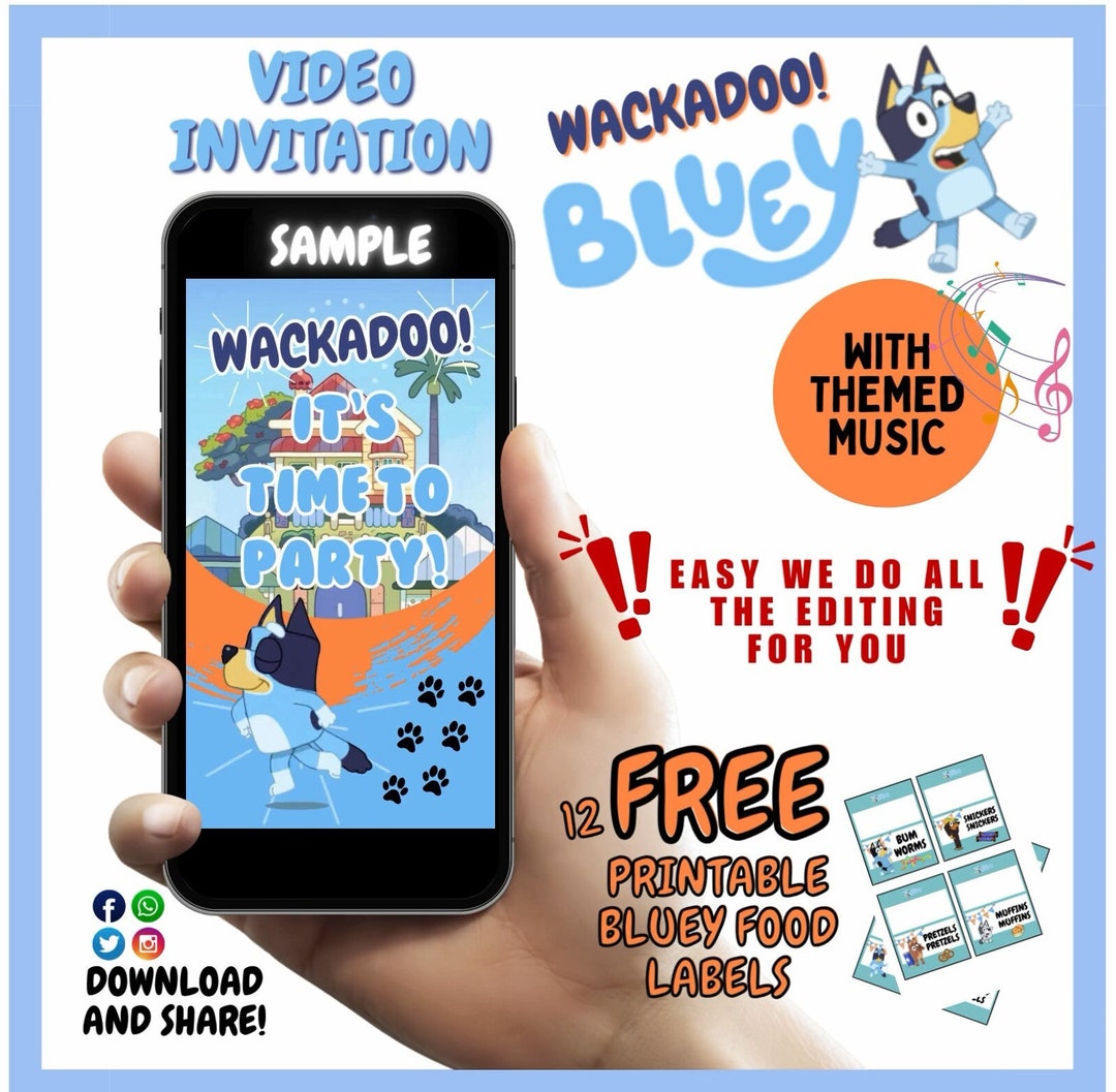 Bluey Animated Invitation, Digital Evite, Bluey Video Invitation - Etsy