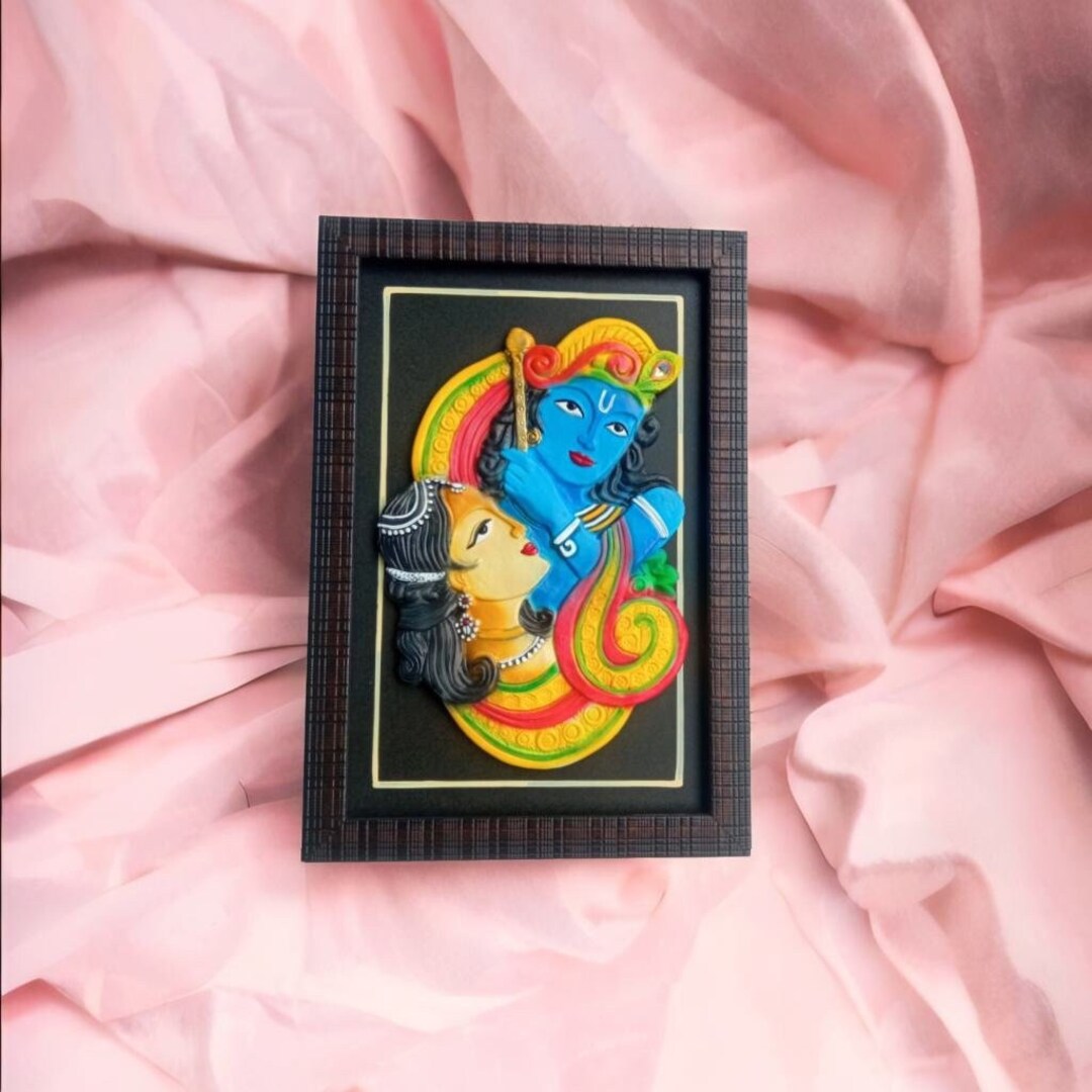 Radha Krishna Wall Decor Frame.religion Statue Wall Frame. home Decor ...