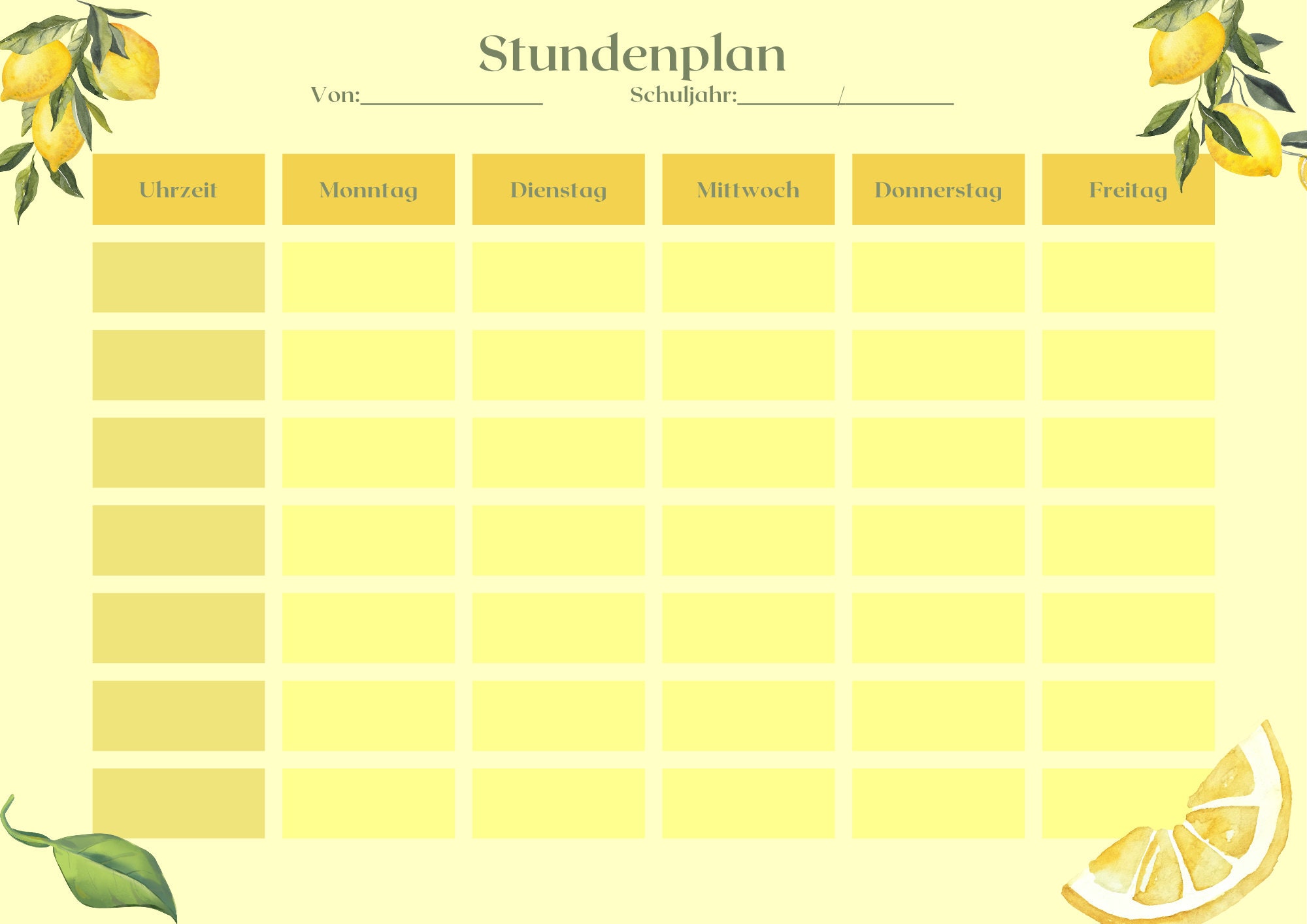 Digital Timetable, to Print Out, for School Children and Students ...