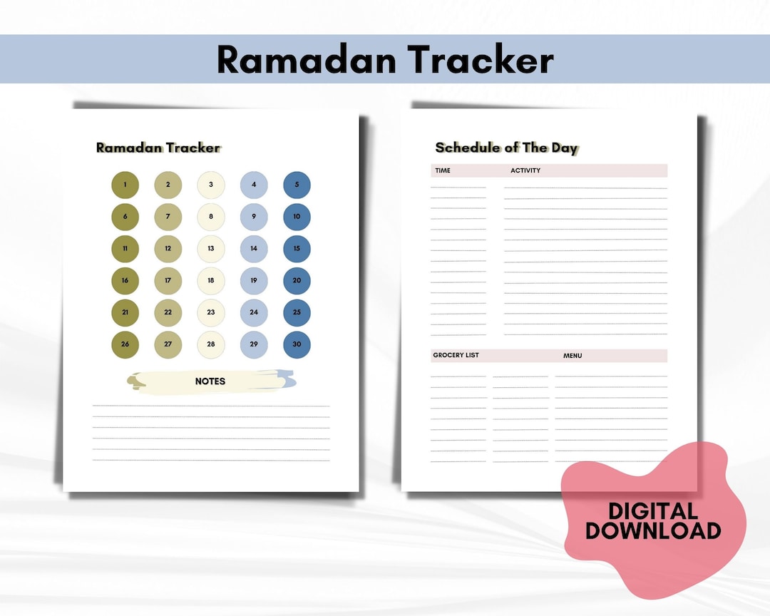 Ramadan Printable Planner | Day Tracker | Schedule | Reflection | Qur ...