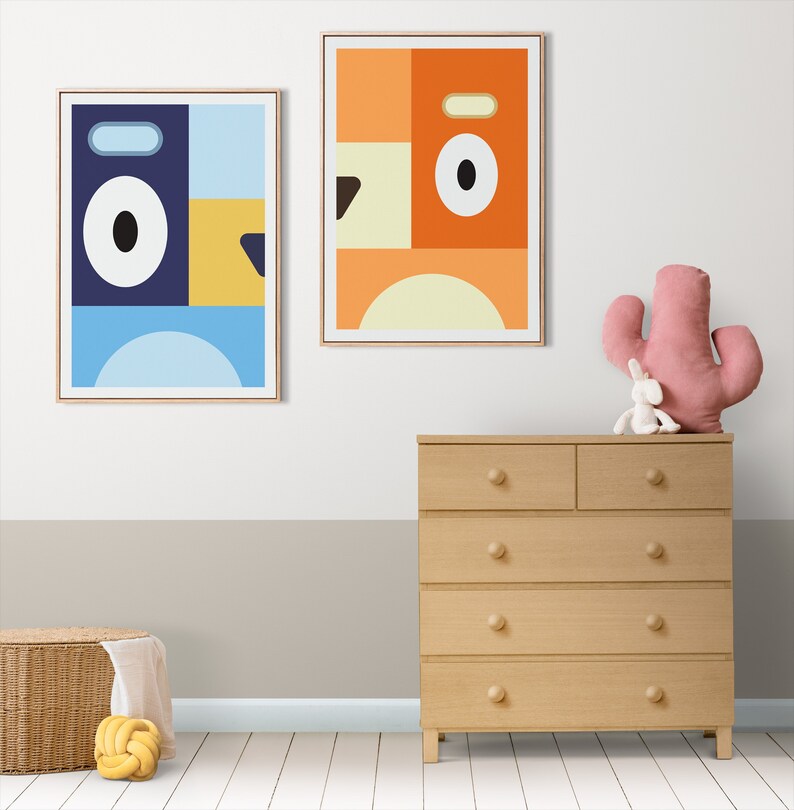 Bluey & Bingo Abstract Minimalist Print (digital Download) - Etsy