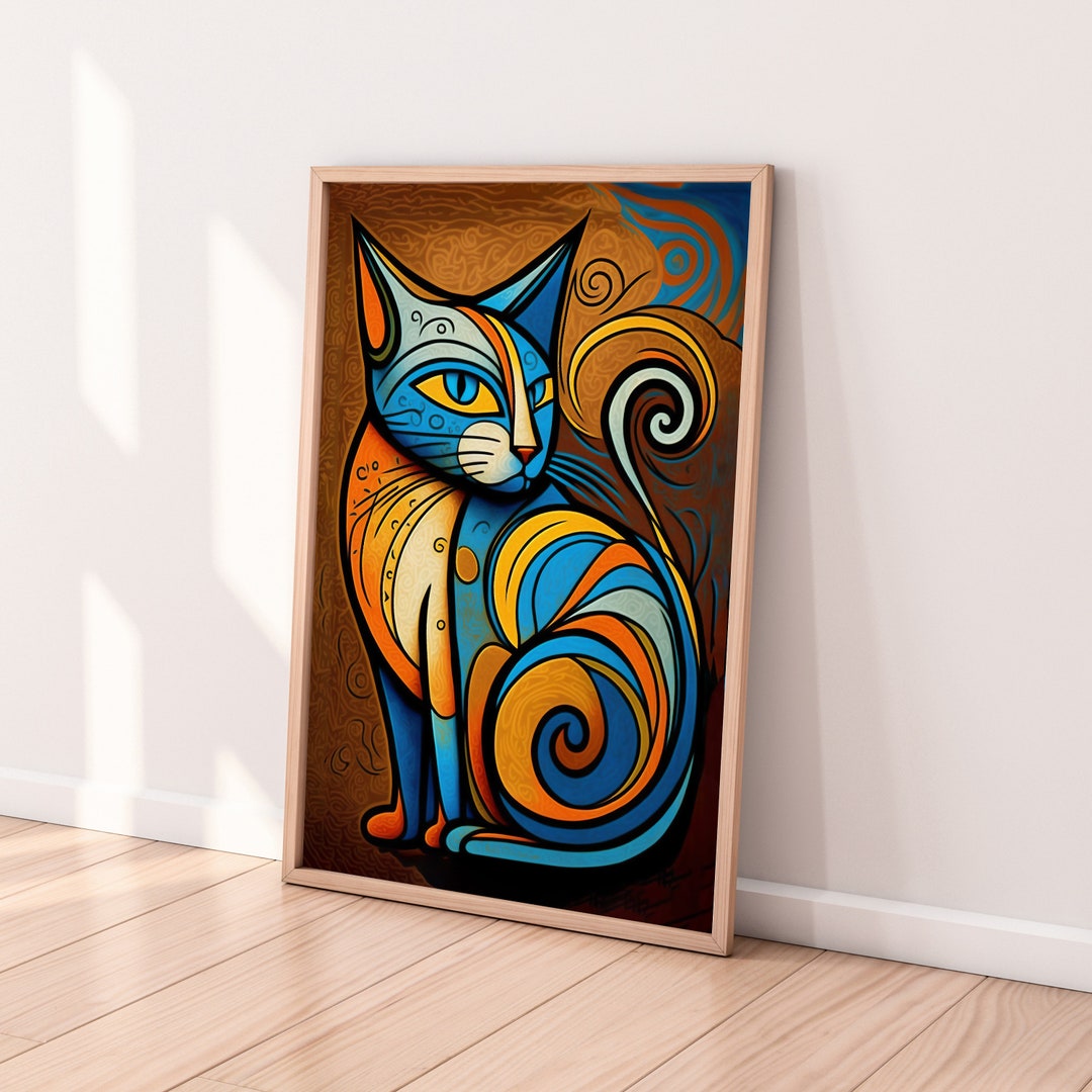 Picasso Style Cat Painting #1 - Digital Download - Etsy