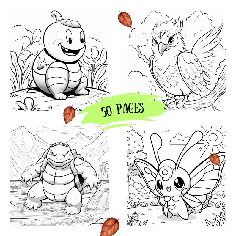Kawaii Fantasy Creatures Coloring Pages – 50 Adorable Magical Pets ...