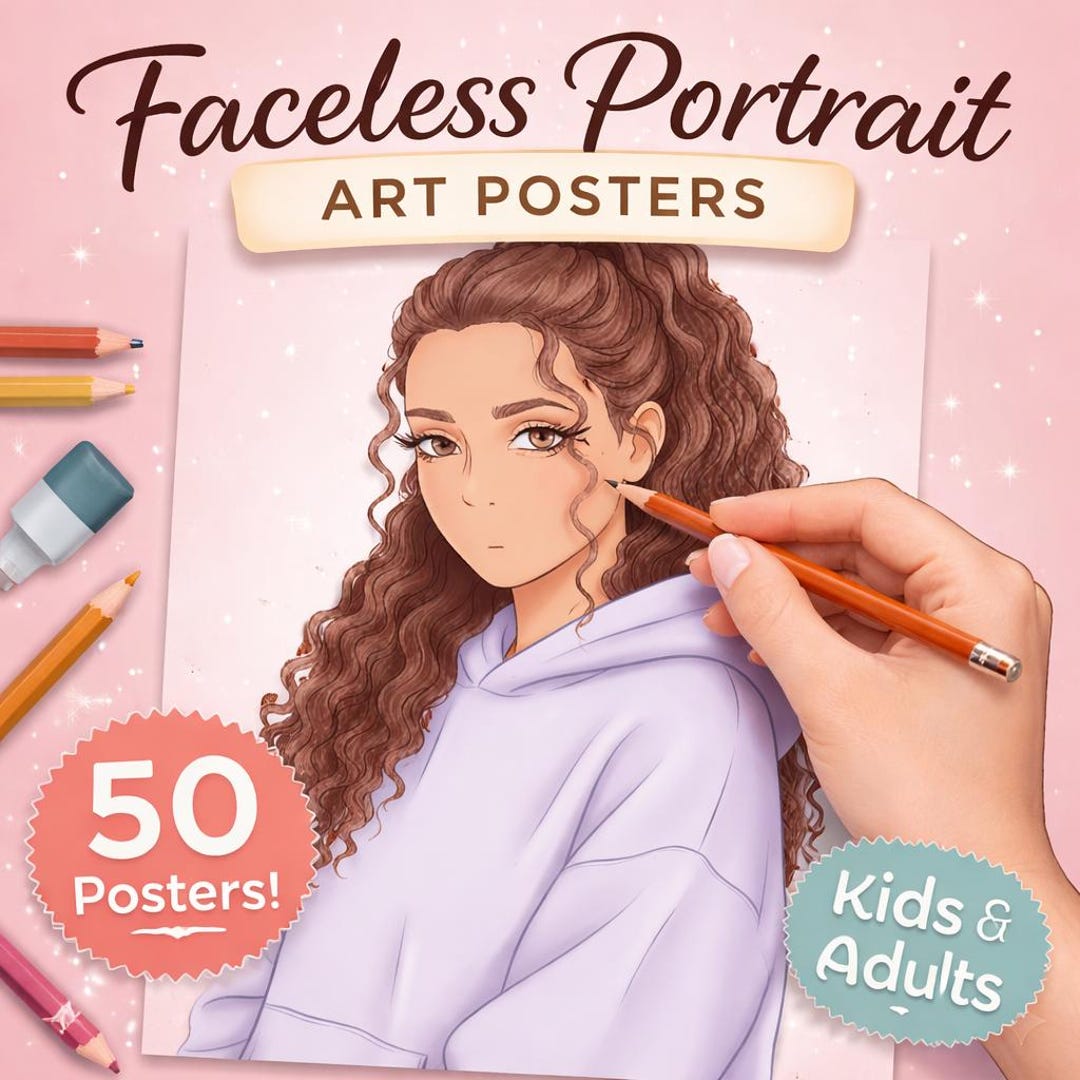 Draw Your Own Face Printable Posters — Faceless Portrait Art for Kids ...