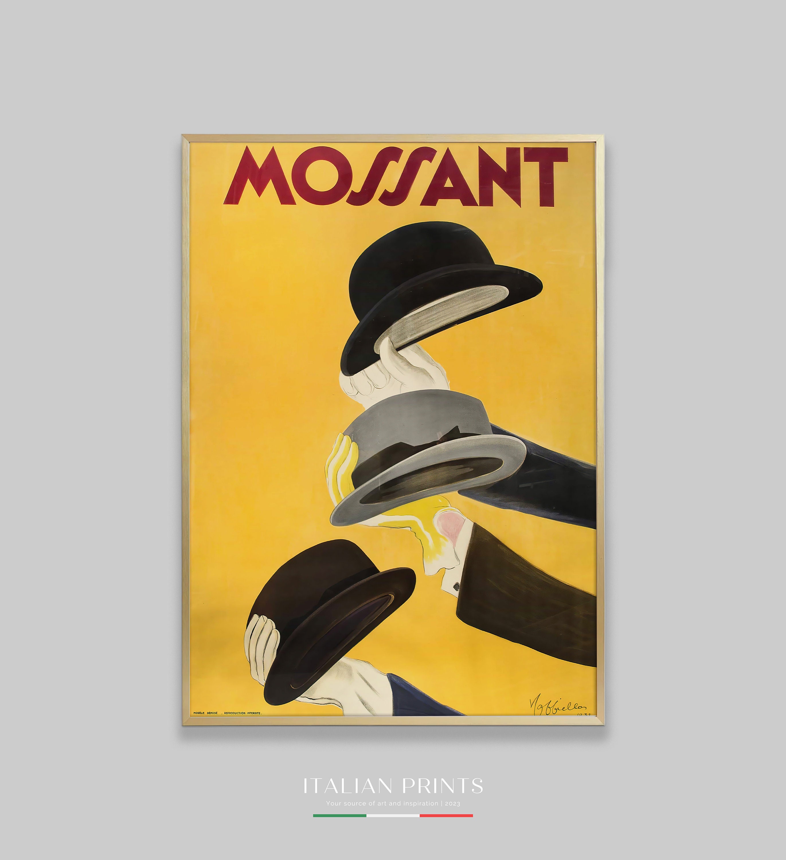 Mossant 1938, Vintage Italian Poster, Leonetto Cappiello, Wall Art ...