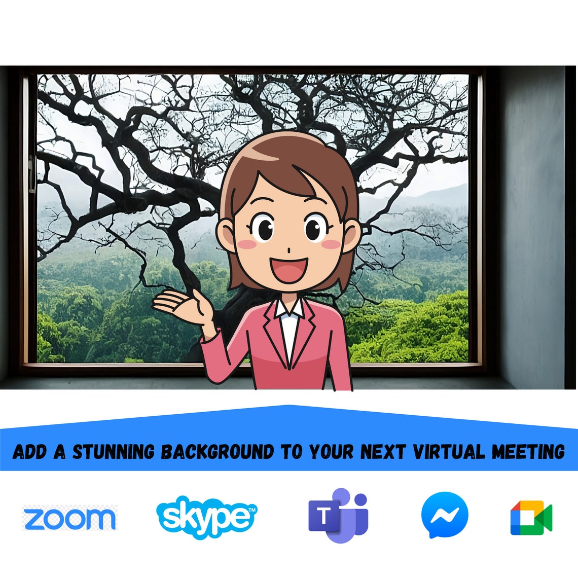 Twisted Tree | Zoom Virtual Backgrounds | Backdrop | Office Background ...