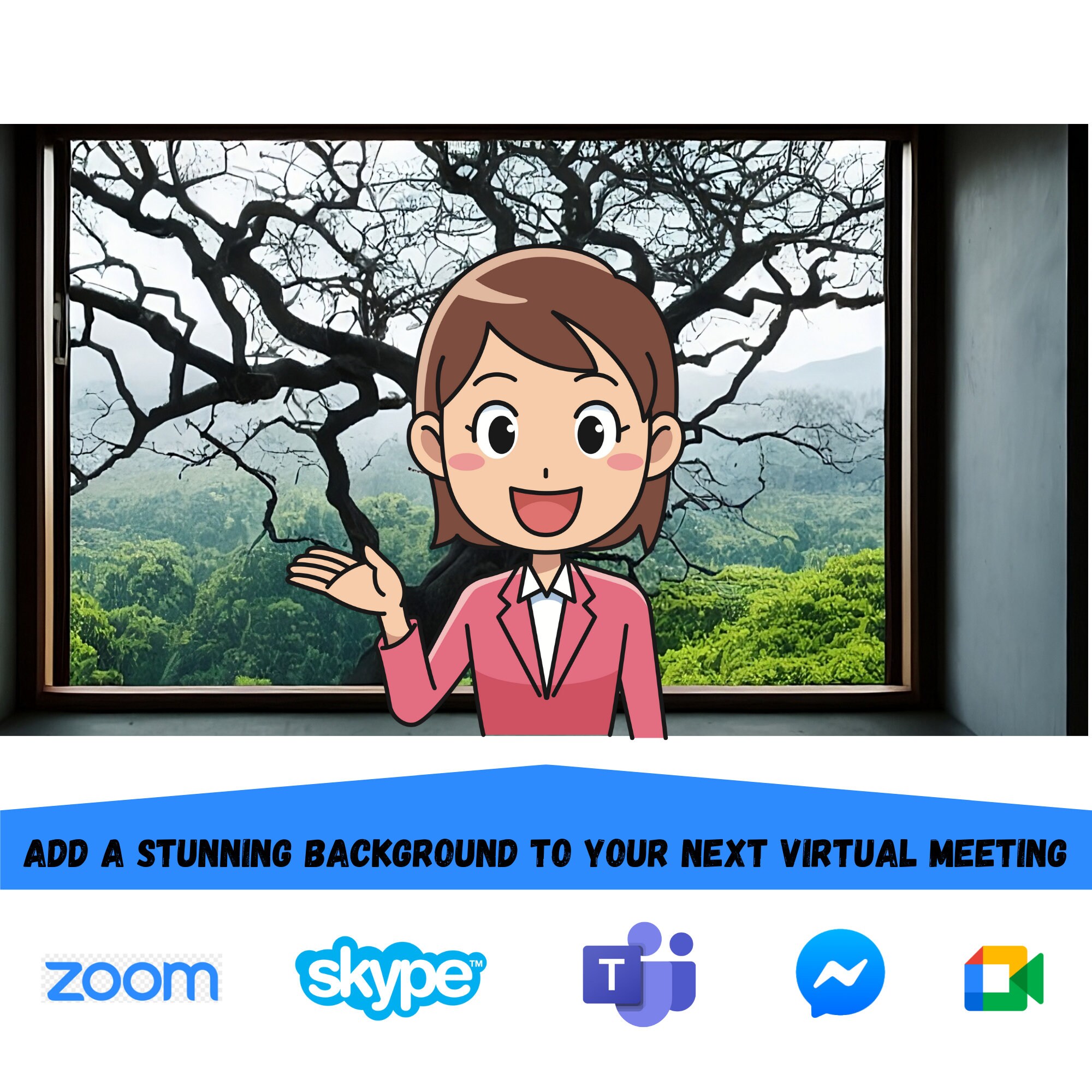 Twisted Tree | Zoom Virtual Backgrounds | Backdrop | Office Background ...