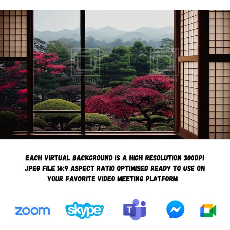 Japanese Garden Zoom Virtual Backgrounds Backdrop Office Background ...