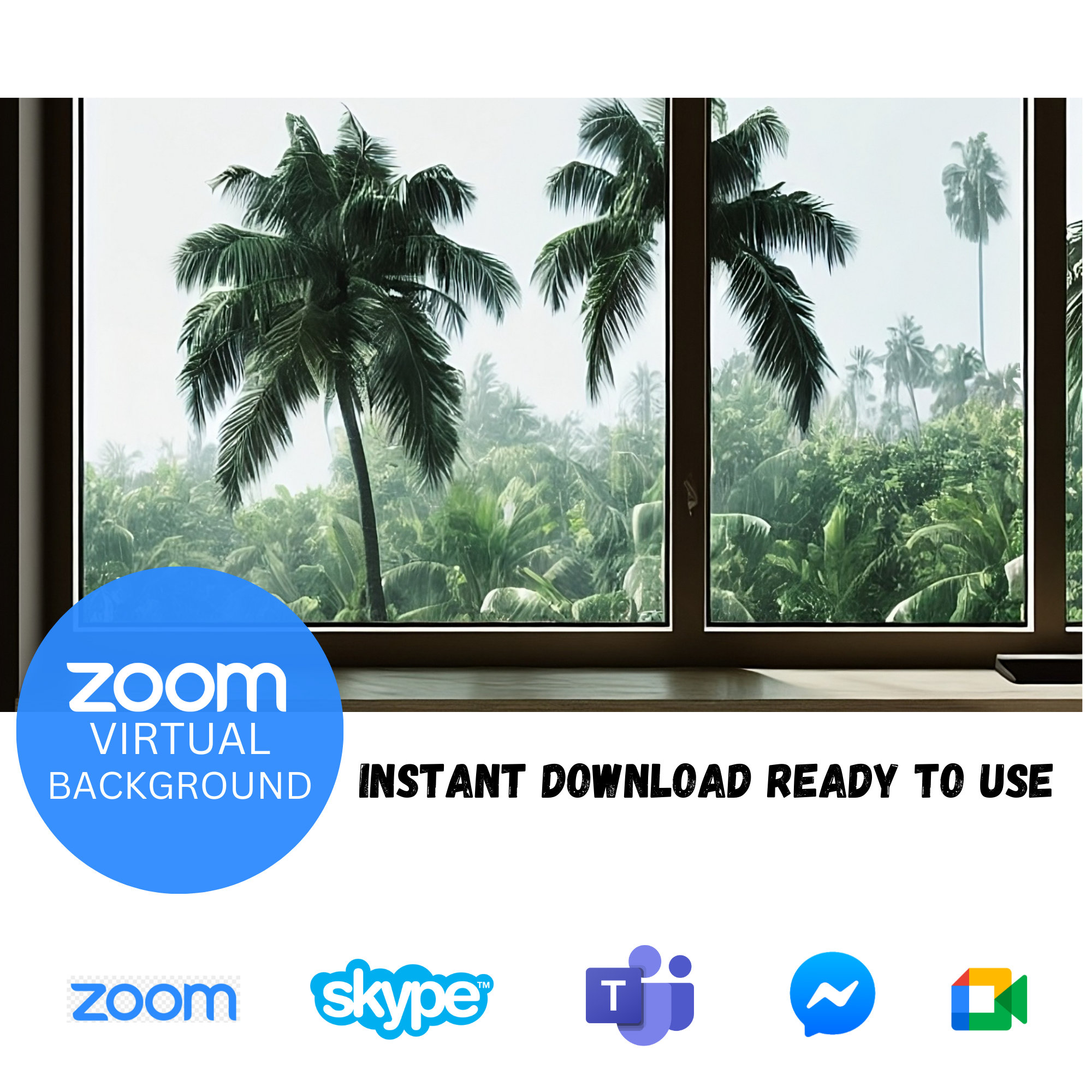 Tropical Rain | Zoom Virtual Backgrounds | Backdrop | Office Background ...