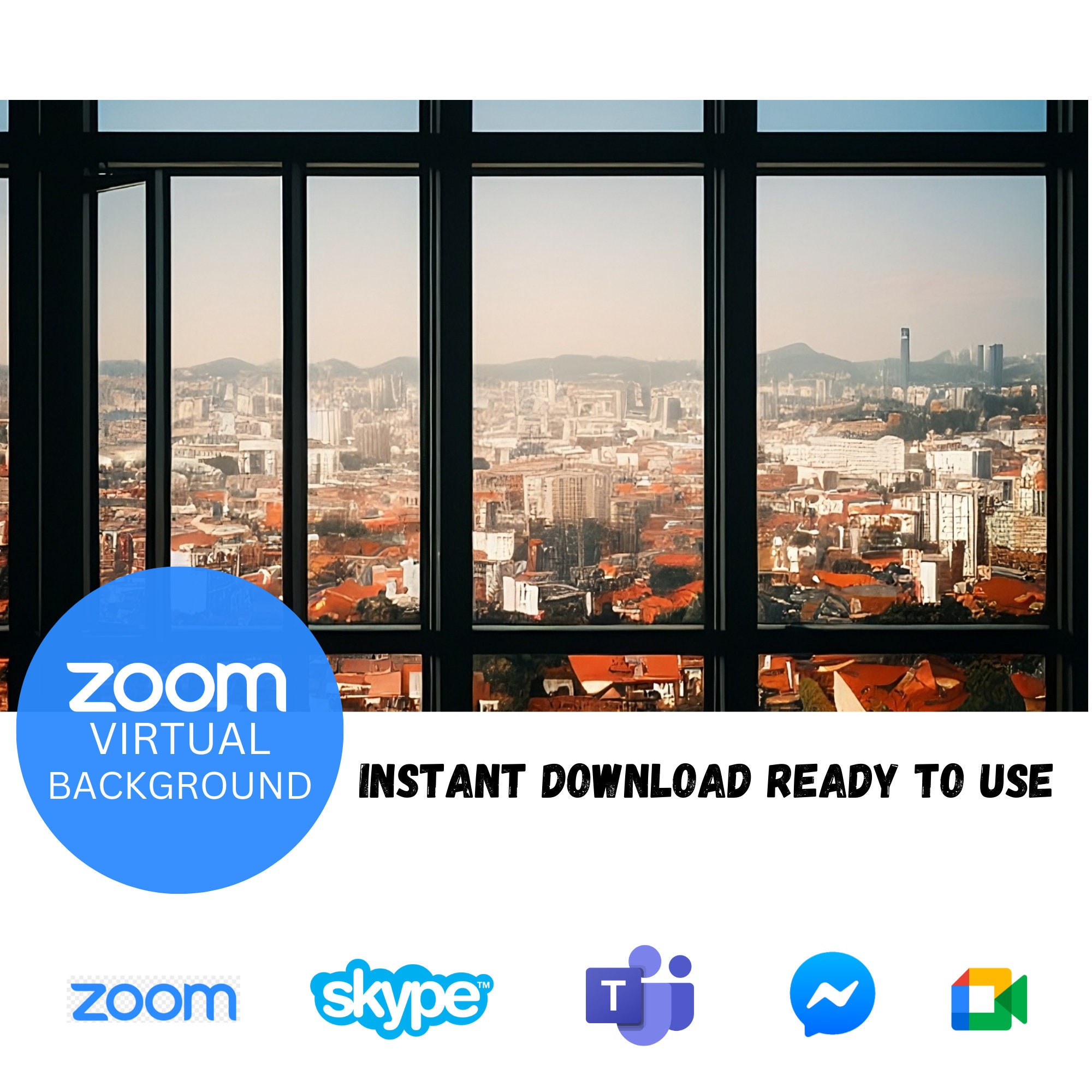 Urban City View Zoom Virtual Backgrounds Backdrop Office Background ...