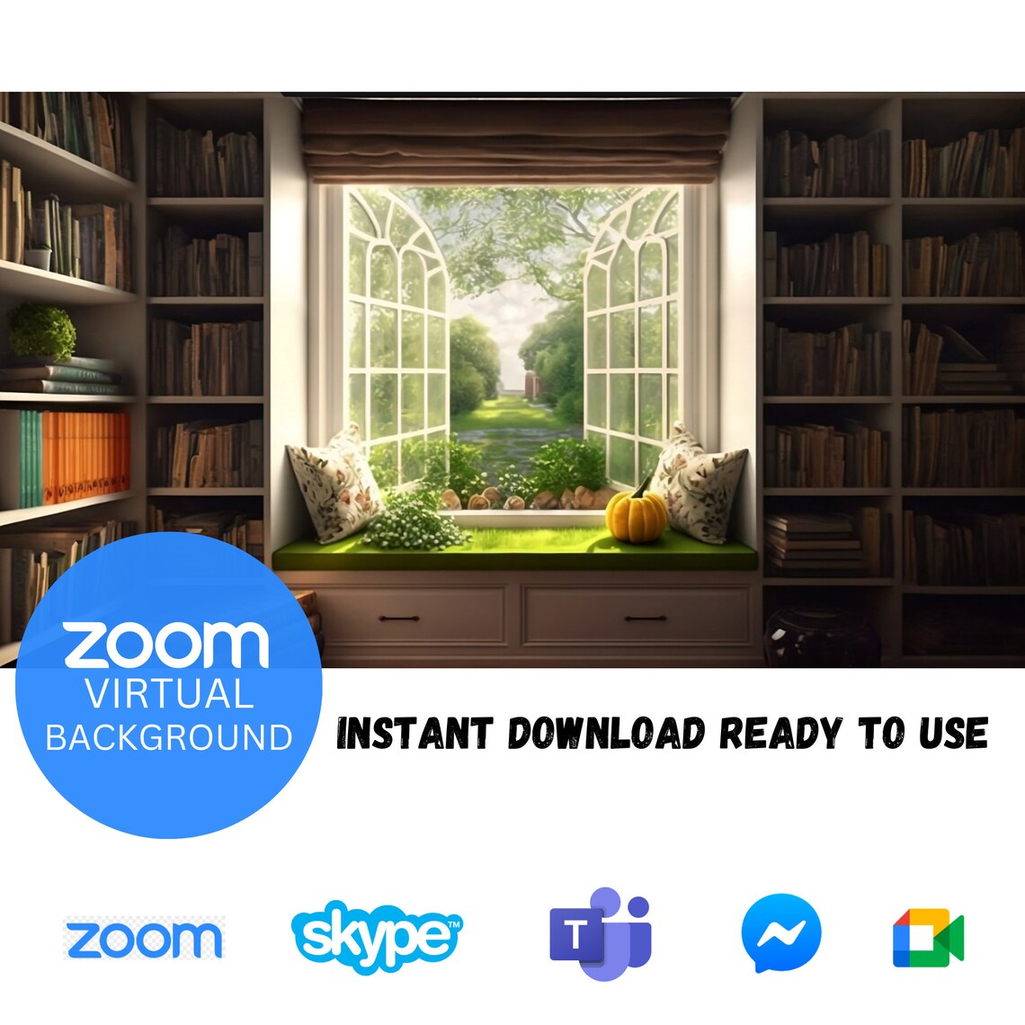 Storybook Fantasy Study Zoom Virtual Backgrounds Backdrop Office ...