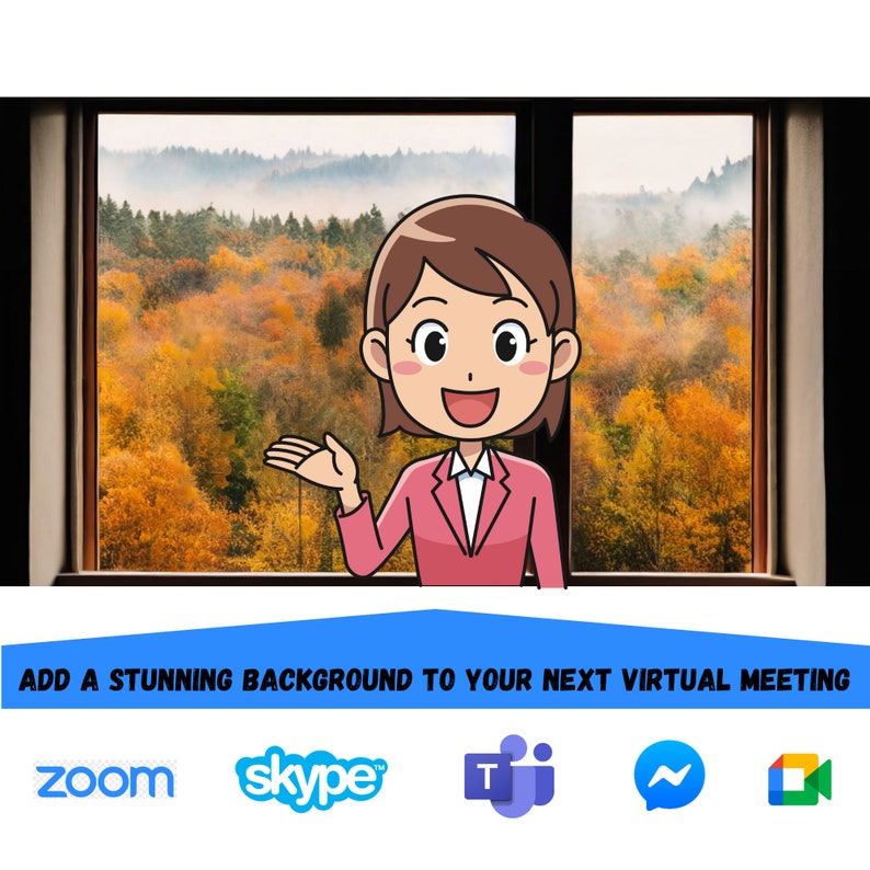 Autumn Fall Zoom Virtual Backgrounds Backdrop Office Background ...