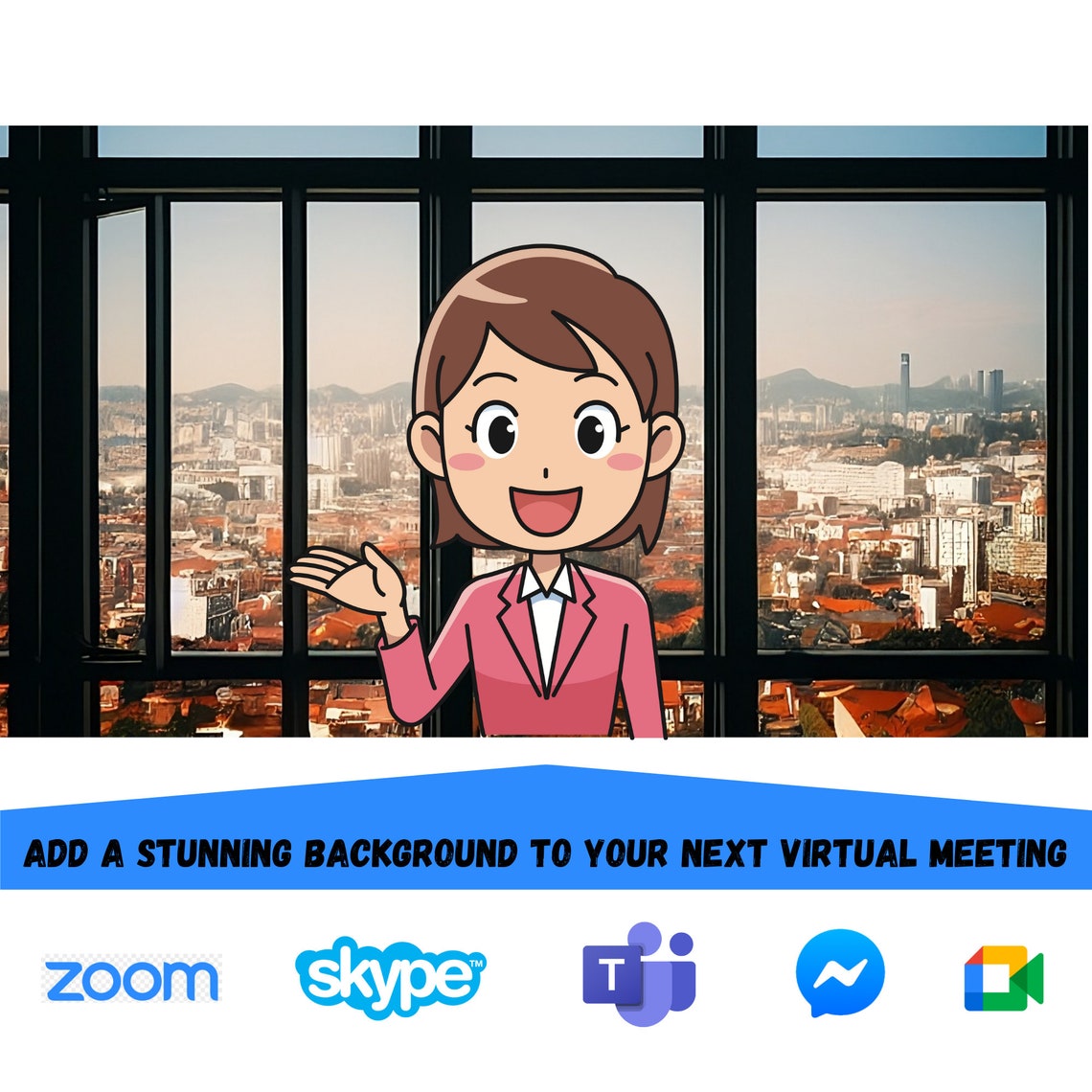 Urban City View | Zoom Virtual Backgrounds | Backdrop | Office ...