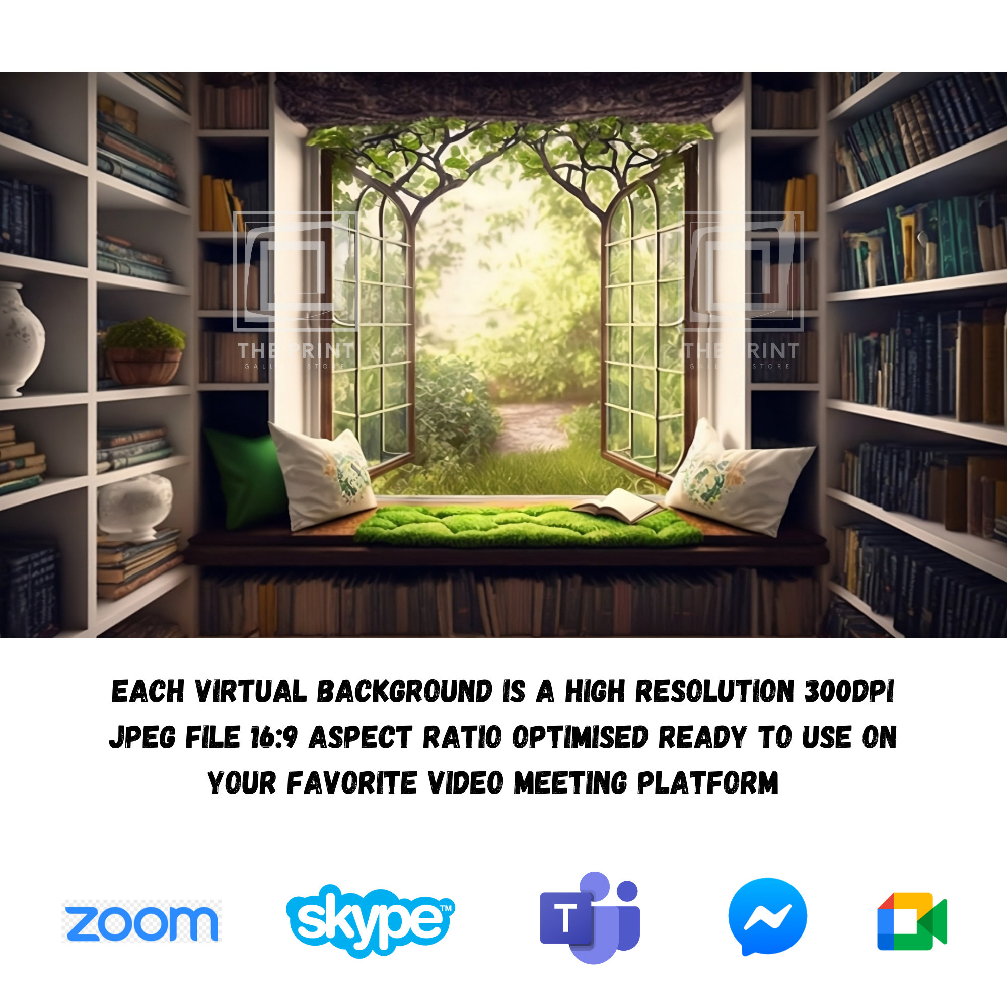 Study Library Fantasy Zoom Virtual Backgrounds Backdrop Office ...