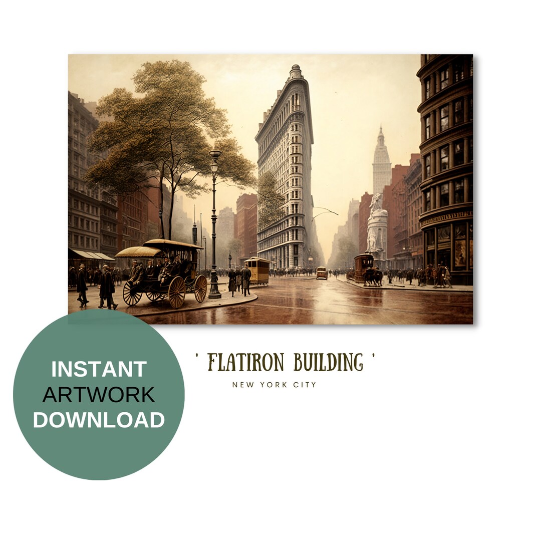 Flatiron Building New York City Vintage Wall Art Office Art Street ...