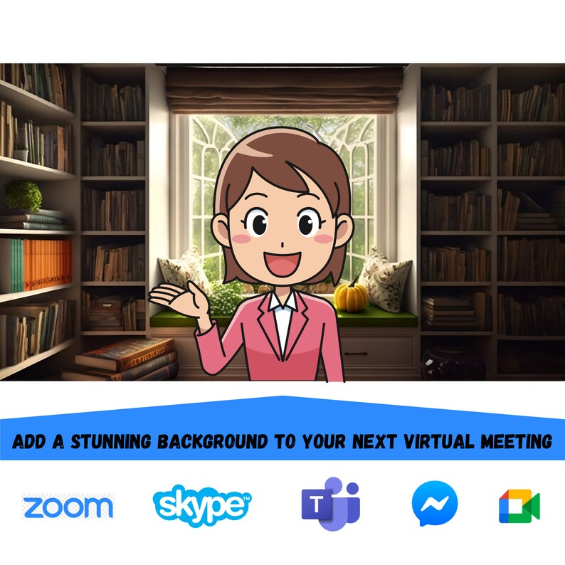 Storybook Fantasy Study Zoom Virtual Backgrounds Backdrop - Etsy