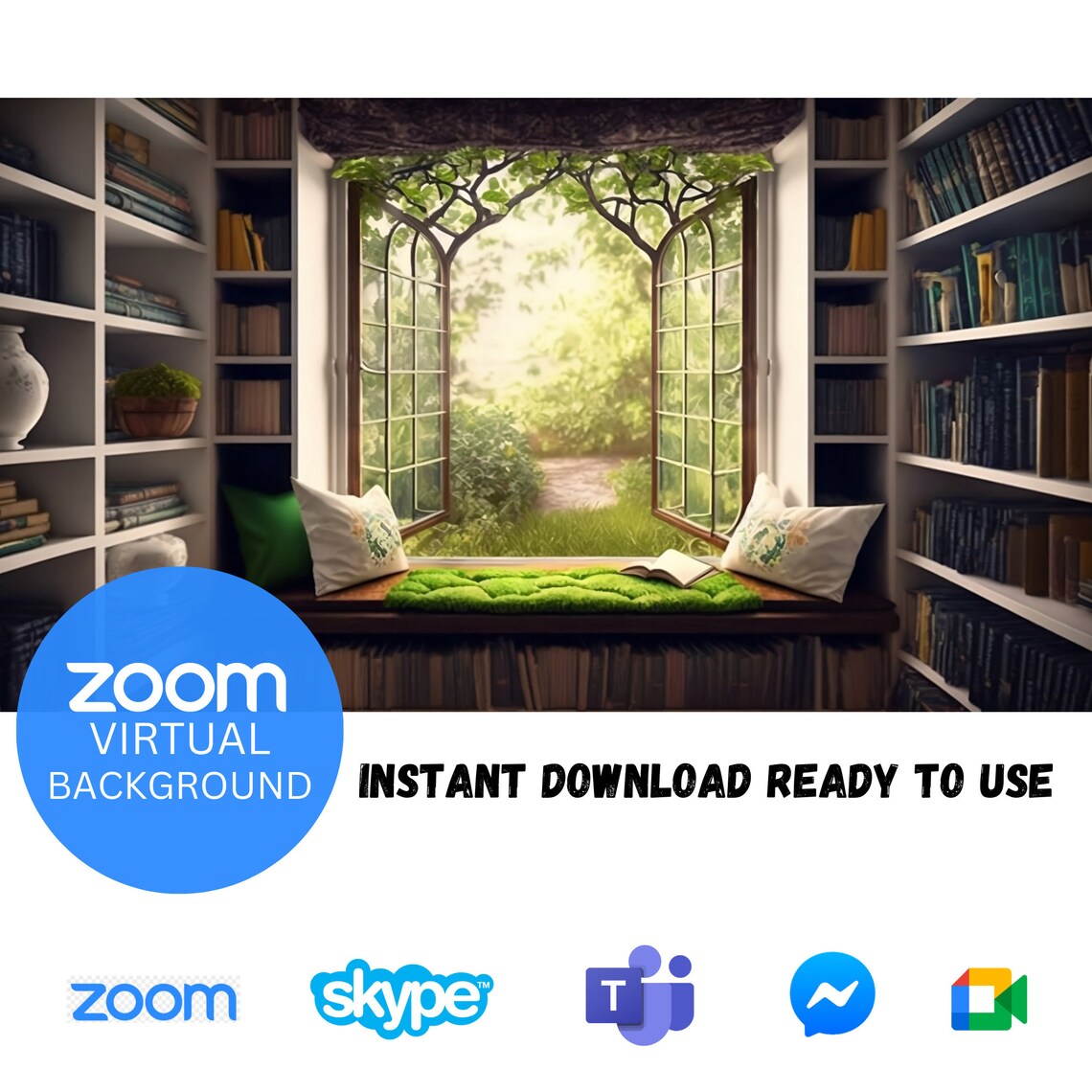 Study Library Fantasy | Zoom Virtual Backgrounds | Backdrop | Office ...