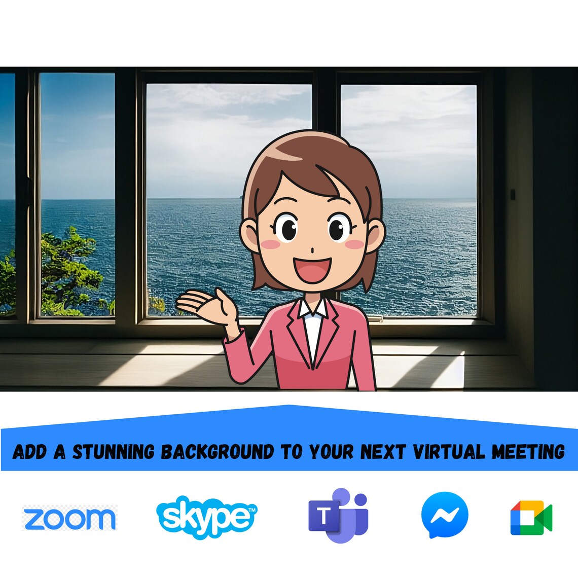 Island View | Zoom Virtual Backgrounds | Backdrop | Office Background ...