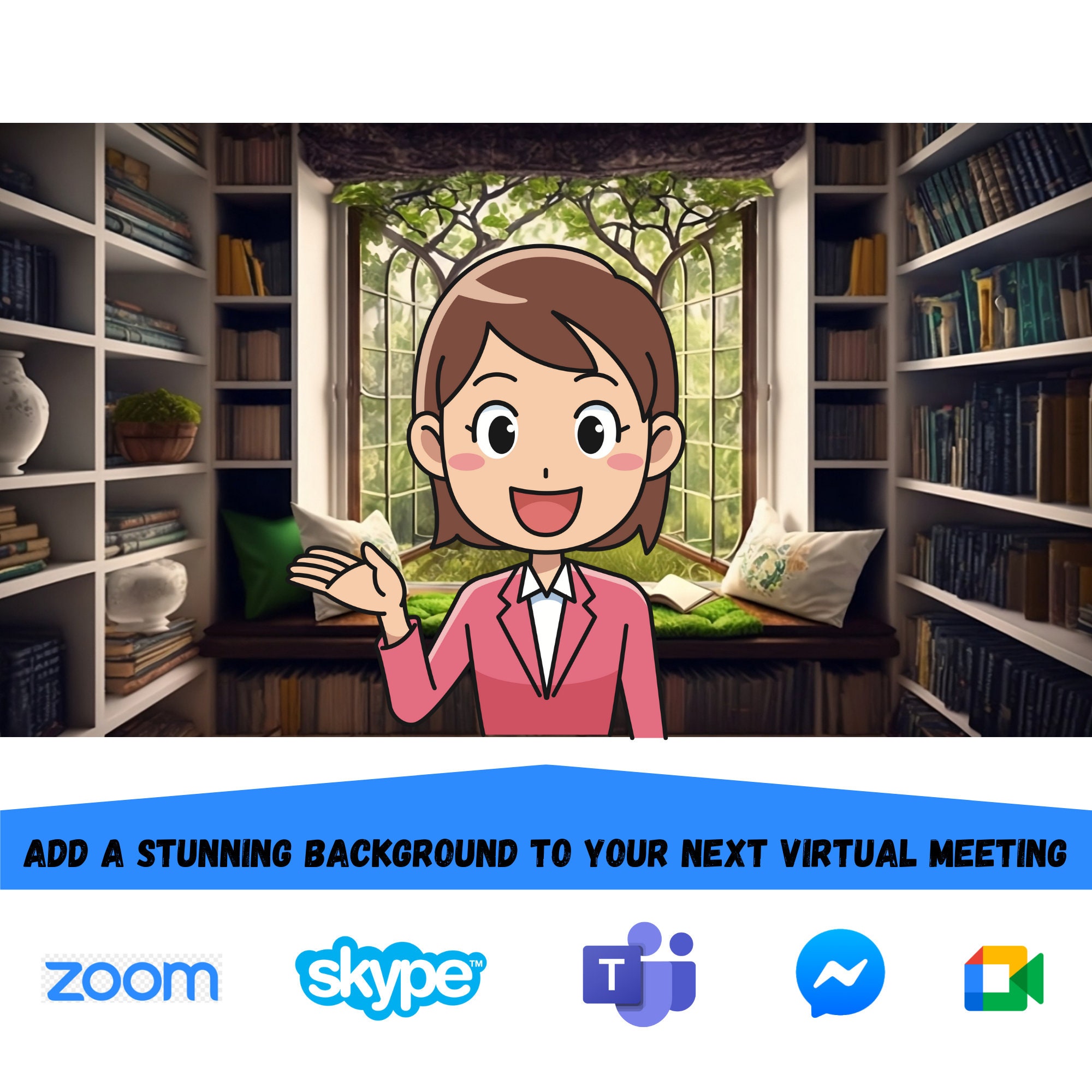 Study Library Fantasy | Zoom Virtual Backgrounds | Backdrop | Office ...