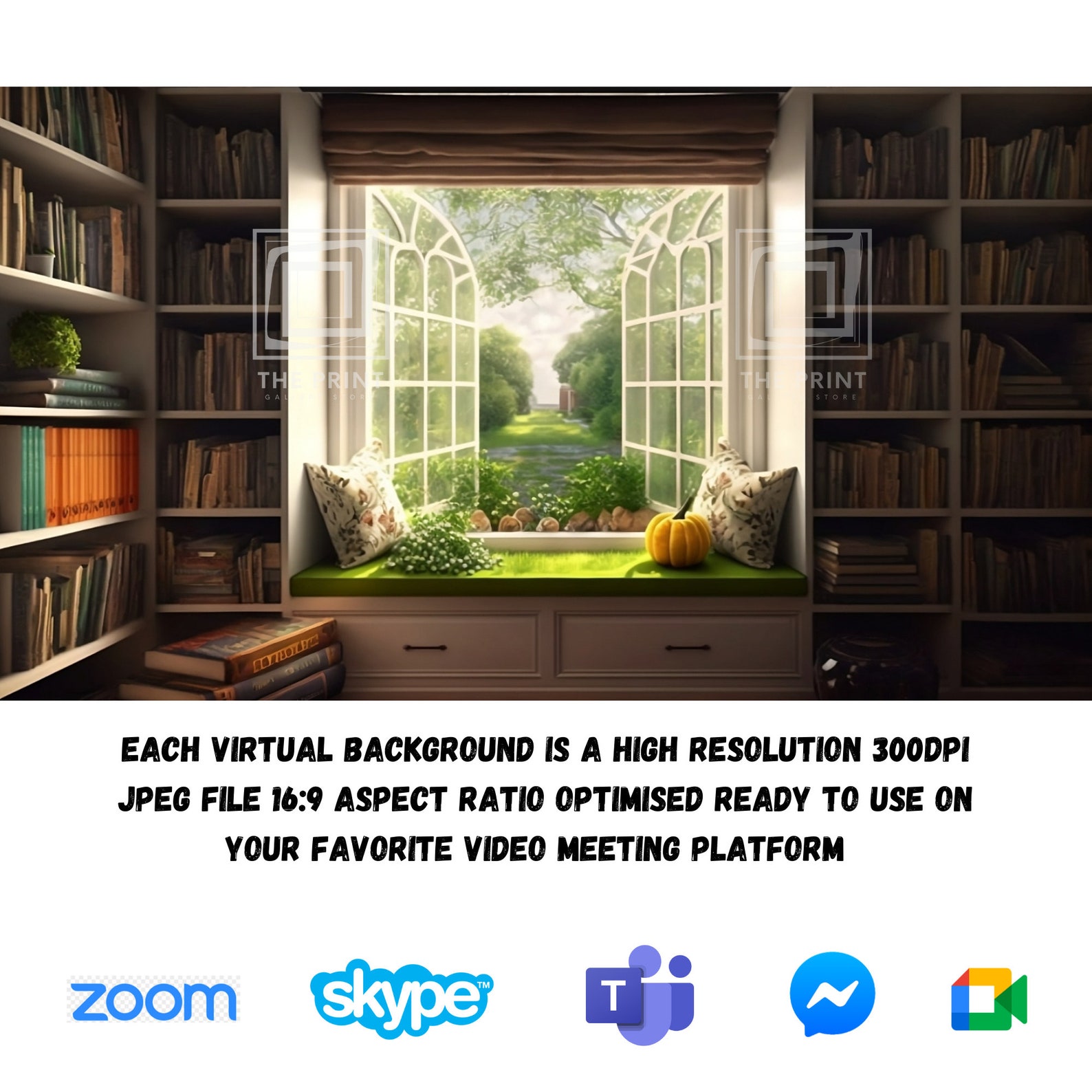 Storybook Fantasy Study Zoom Virtual Backgrounds Backdrop Office ...