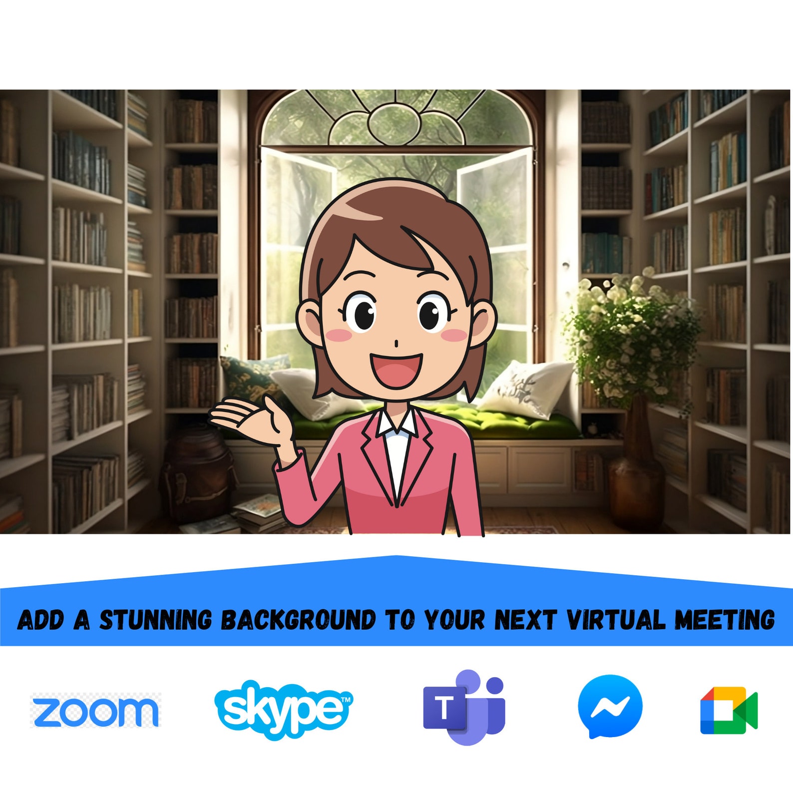 Study Storybook Fantasy | Zoom Virtual Backgrounds | Backdrop | Office ...