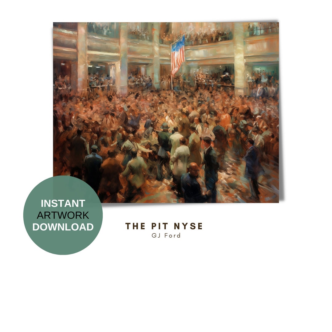 NYSE the Pit Trading Oil Painting Wall Street Business Finance People ...