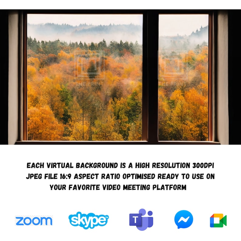 Autumn Fall Zoom Virtual Backgrounds Backdrop Office Background ...