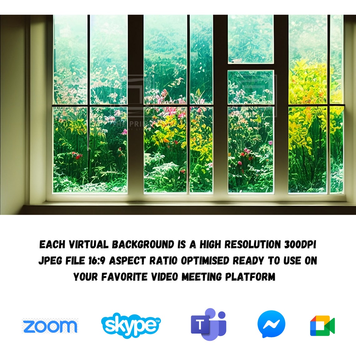 Cottage Garden Zoom Virtual Backgrounds Backdrop Office Background ...