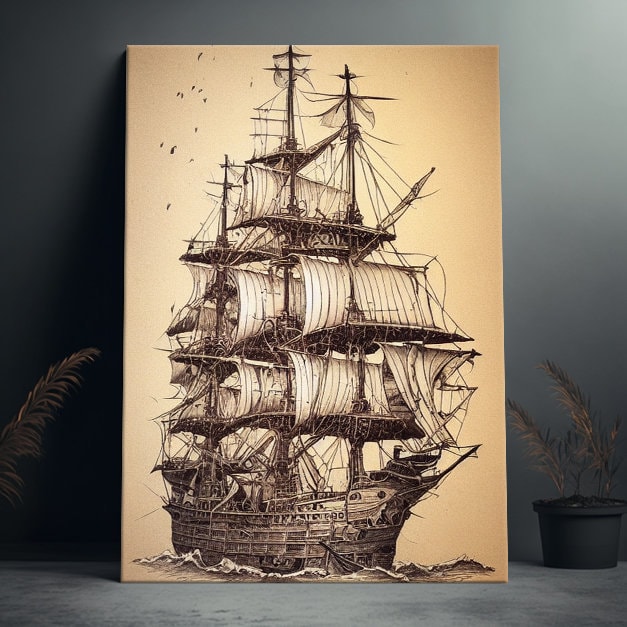Ink Pirate Ship Poster, Wall Art, Instant Download Printable Home Decor ...