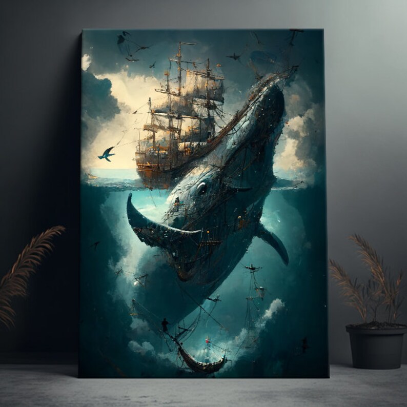 Whale & Pirate Ship Poster, Wall Art, Instant Download Printable Home ...